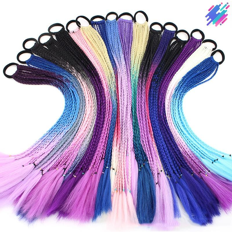 Gradient Color Hair Strands Girl's Hair Extensions Braid Ponytails for ...
