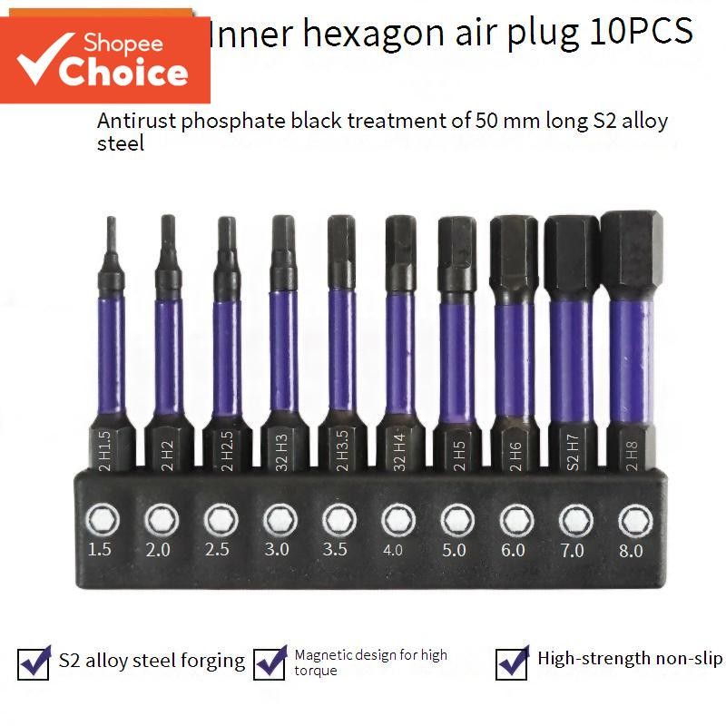 Hex Key Drill Bit Set - 10 Pieces Magnetic Hex Screwdriver Heads, 1/4 ...