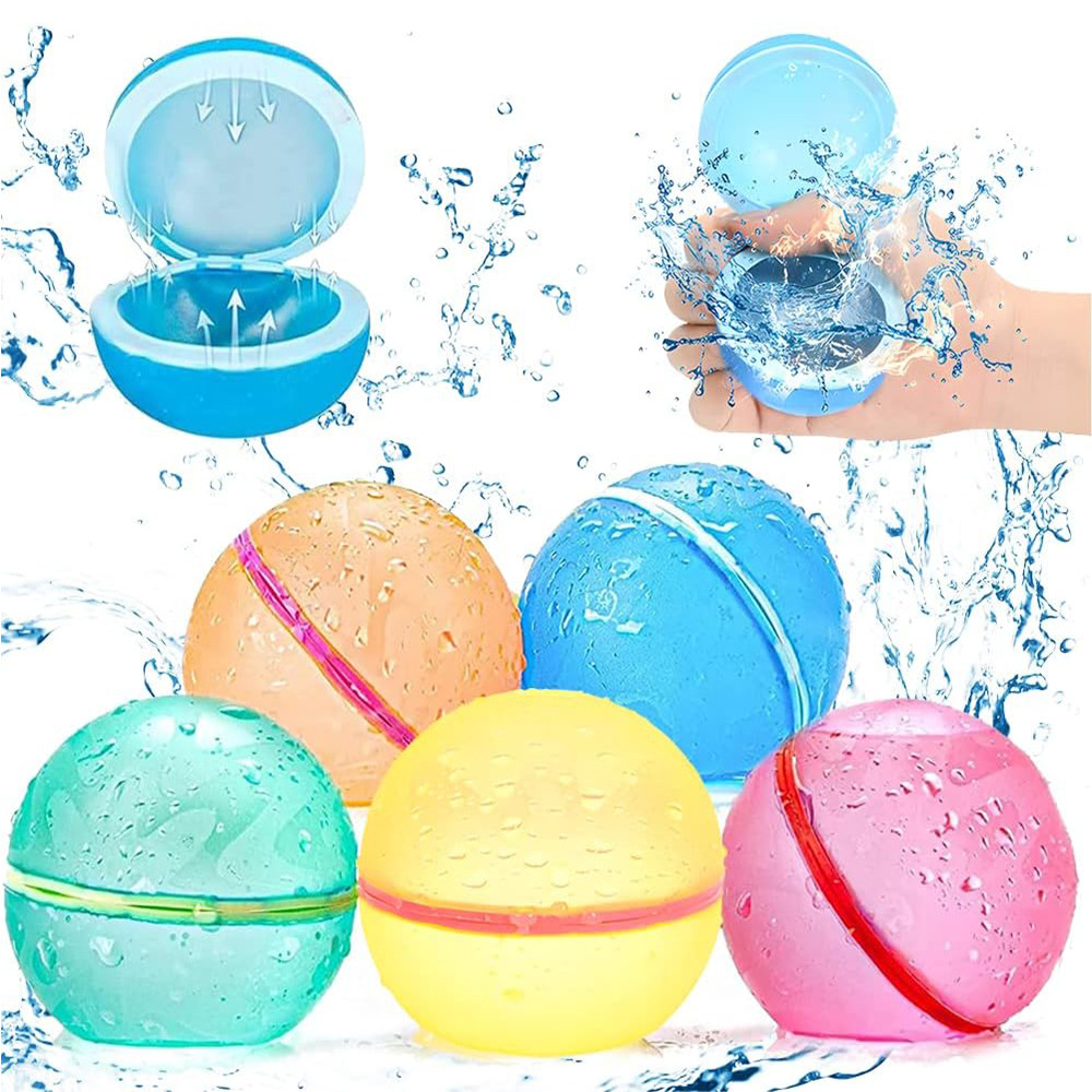 1-12 Pack Reusable Water Balls, Self-Seal Fast Inflating Silicone Water ...