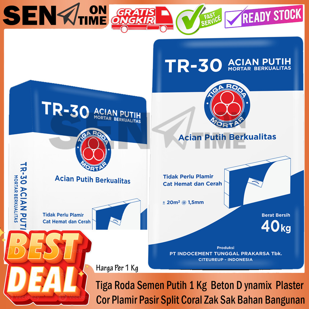 White Cement 1 Kg Kilo Three Wheels Cement Dynamix Baturaja Padang ...