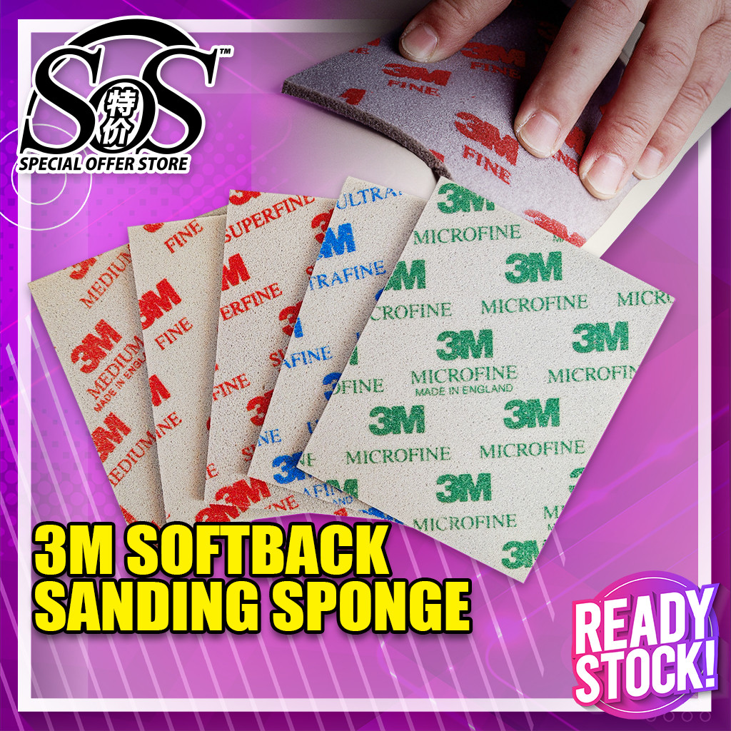 3M Microfine Ultrafine Superfine Fine Medium Softback Sanding Sponge ...