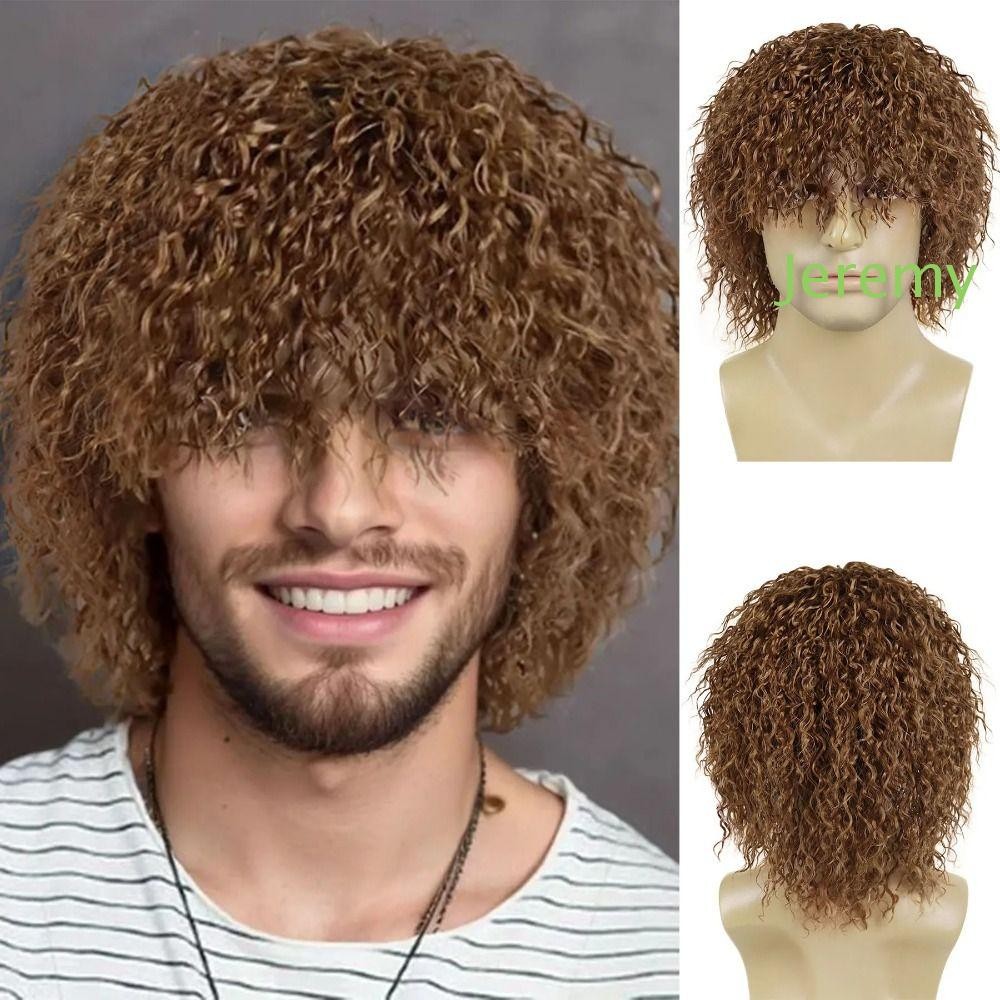 JEREMY1 Afro Messy Perm Curly Haircut, Corn Perm Handsome Short Curly ...