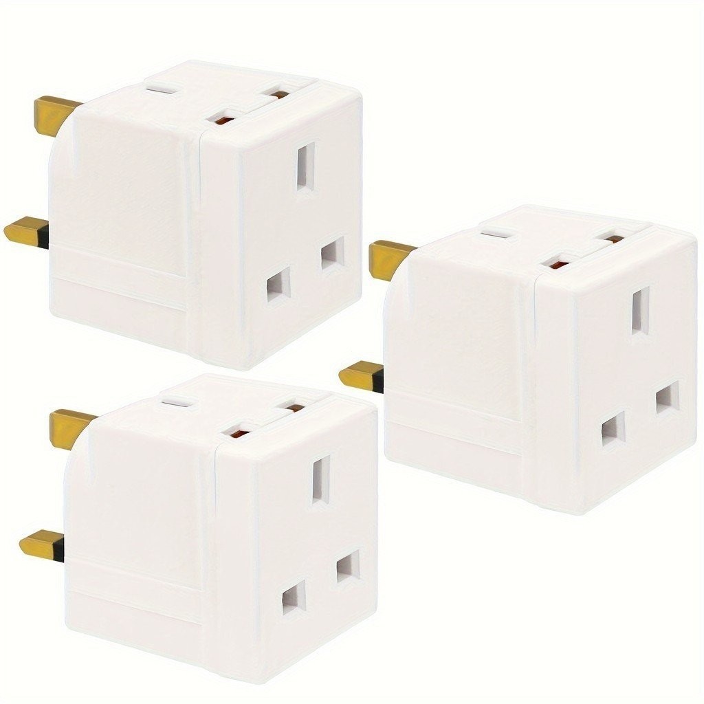 Pack Of 3 Multi Socket UK Plug Adaptor, 2 Way Socket Splitter UK Plug ...