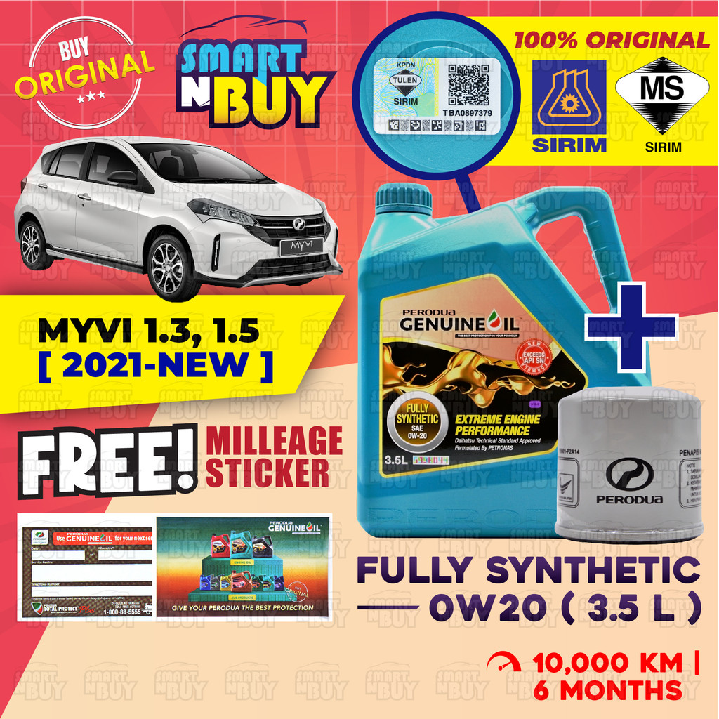 Perodua Engine Oil 0W20 Fully Synthetic Original Minyak Hitam Kereta ...