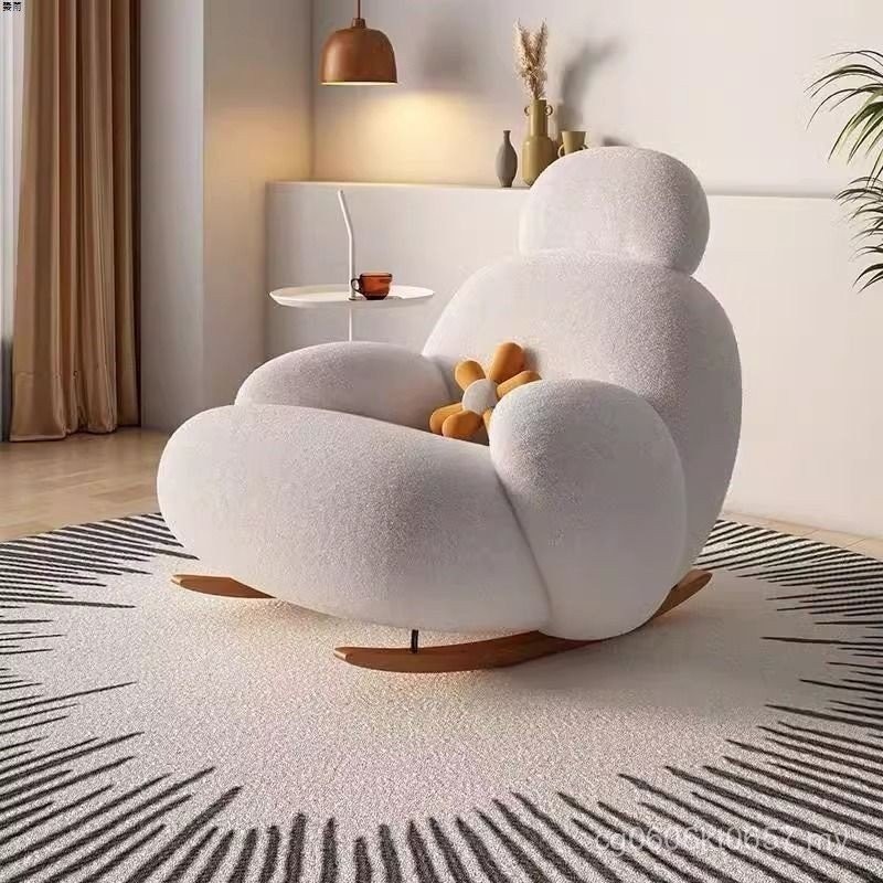 Lazy Sofa Lazy Chair Balcony Single Influencer Big White Rocking Chair ...