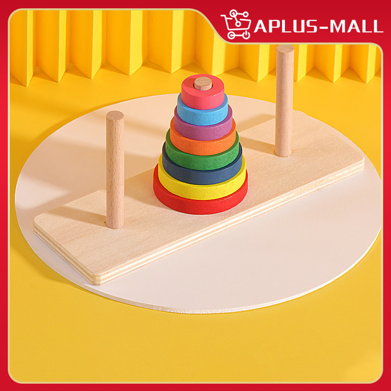 8 Layer Wooden Hanoi Tower 8-story Rainbow Tower Building Block Tower ...