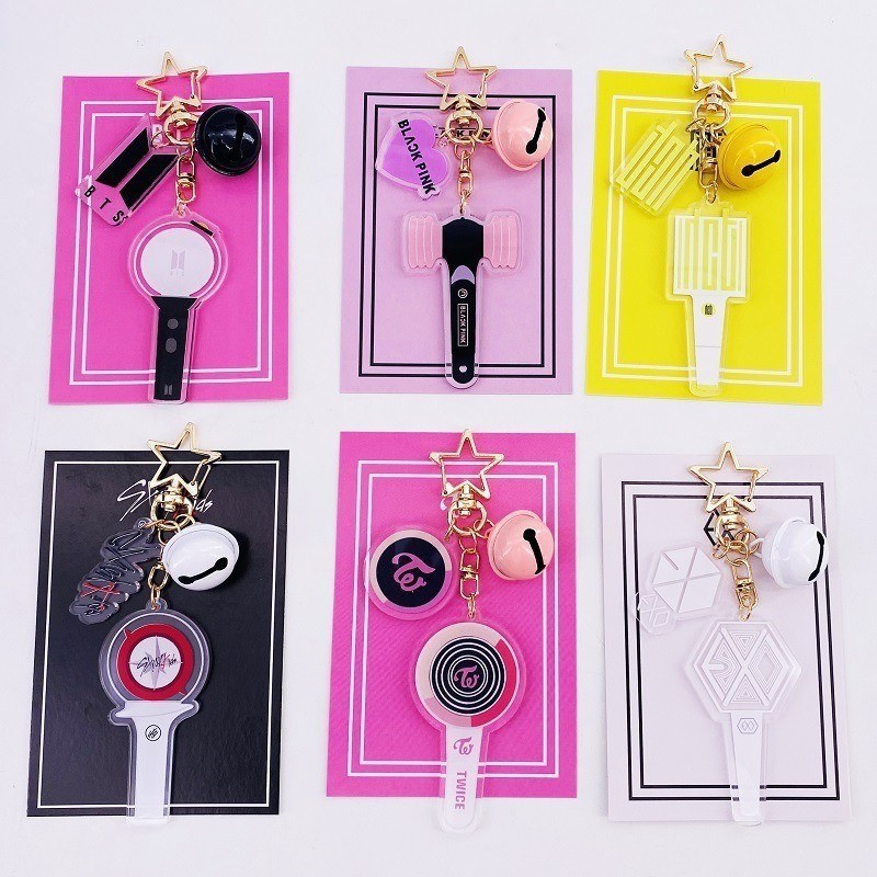 Kpop BTS Blackpink Light Stick Mini Keychain EXO Stray Kids EN Acrylic ...