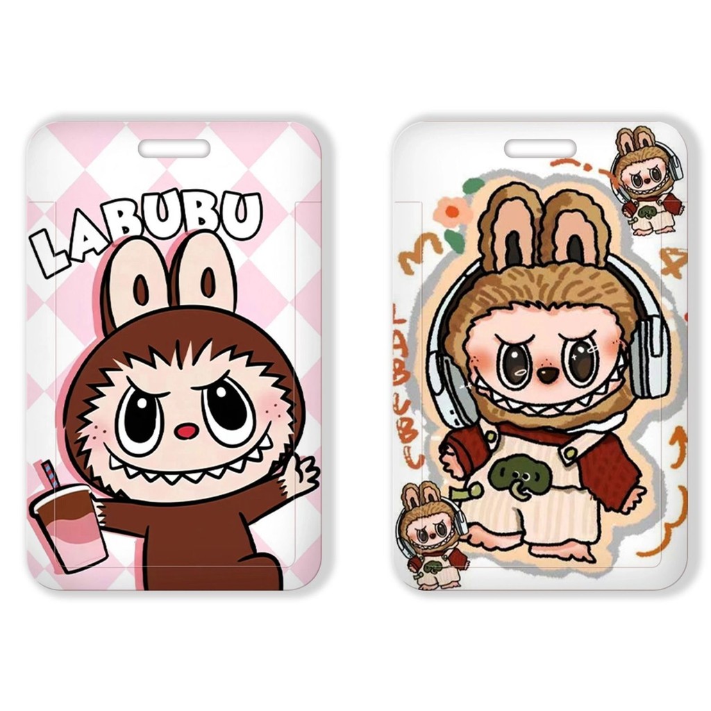 [LABUBU Card Holder] LABUBU Cute Cartoon Slide Rice Bus Campus ID ...