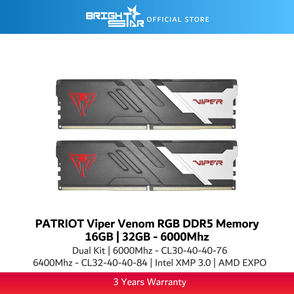 PATRIOT Viper Venom RGB DDR5 32GB Memory (16x2) 6000Mhz/6400Mhz ...