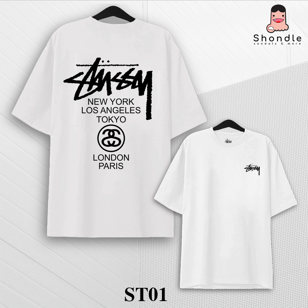 Ready Stock Kaos Stussy Unisex Synthetic Tshirt 100%Cotton Versatile ...