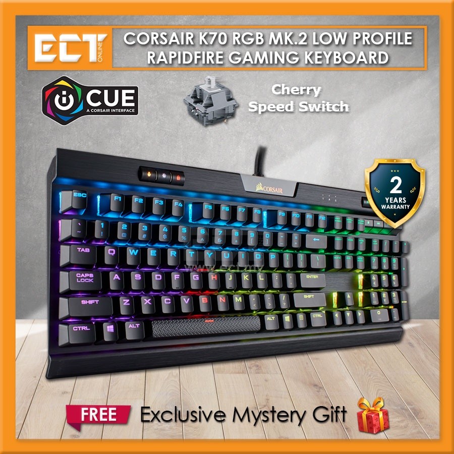 Corsair K70 RGB MK.2 Low Profile RAPIDFIRE Mechanical Gaming Keyboard - Cherry MX Low Profile ...