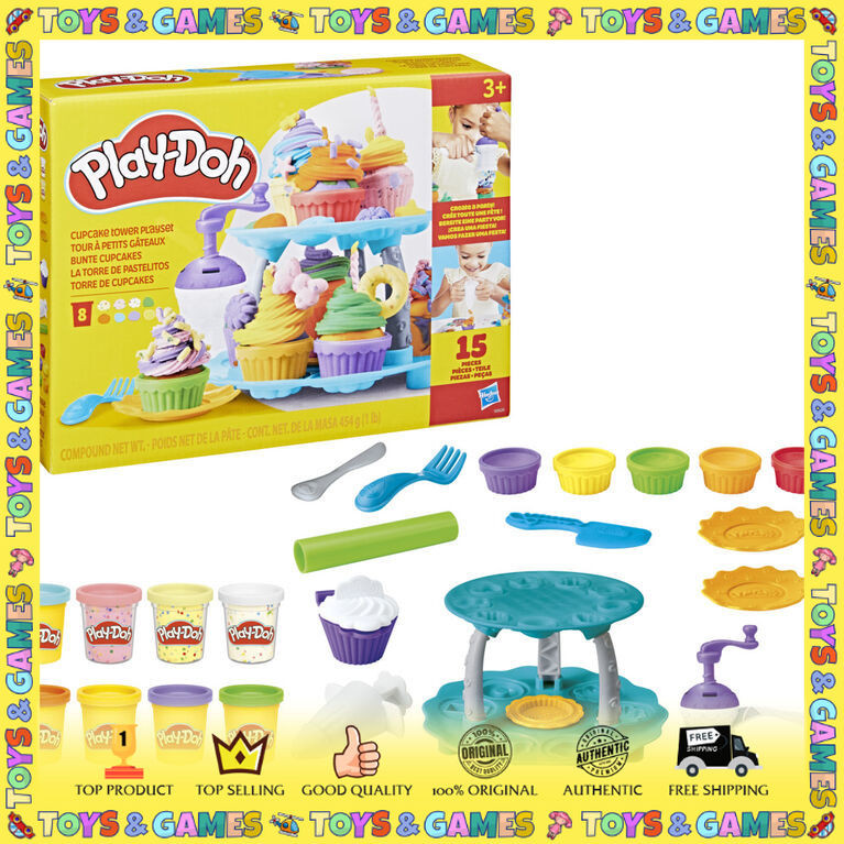 Play-Doh Cupcake Tower Playset Colorful DIY Dessert Making Toy with ...