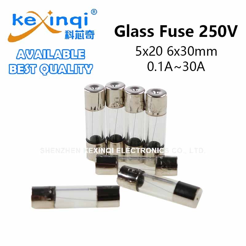 (20pcs) 250V Glass Fuse 5x20 6x30mm 0.1A 0.2A 0.25A 0.5A 1A 1.5A 2A 3A ...