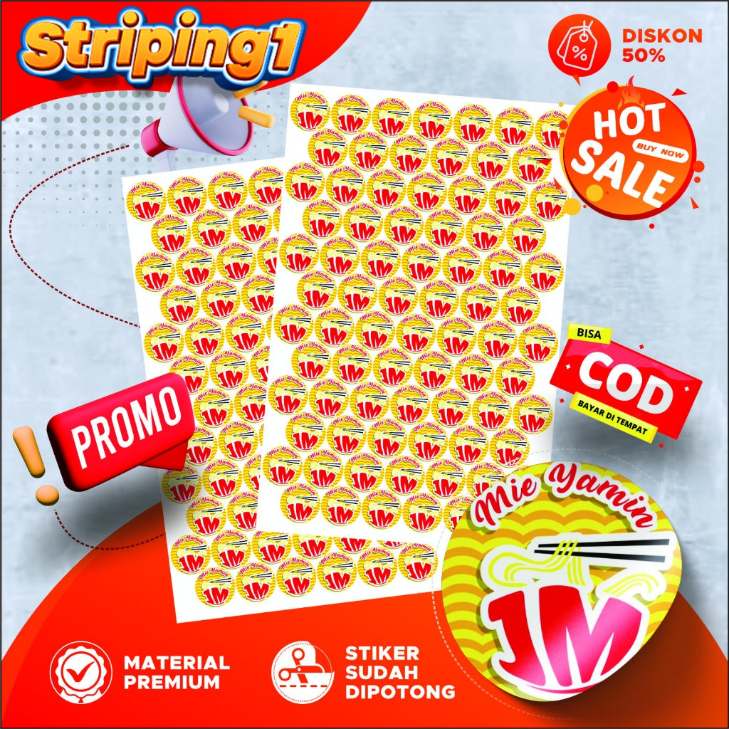 Print Custom Olshop Logo Food Beverage Label Stickers + Cut | A3 ...