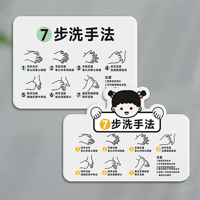 Seven-Step Toilet Method Wall Sticker Cute Prompt Sign Kindergarten ...