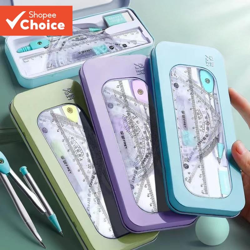Circular Ruler Set Ruler Student Protractor Triangle Board Stationery 7 ...
