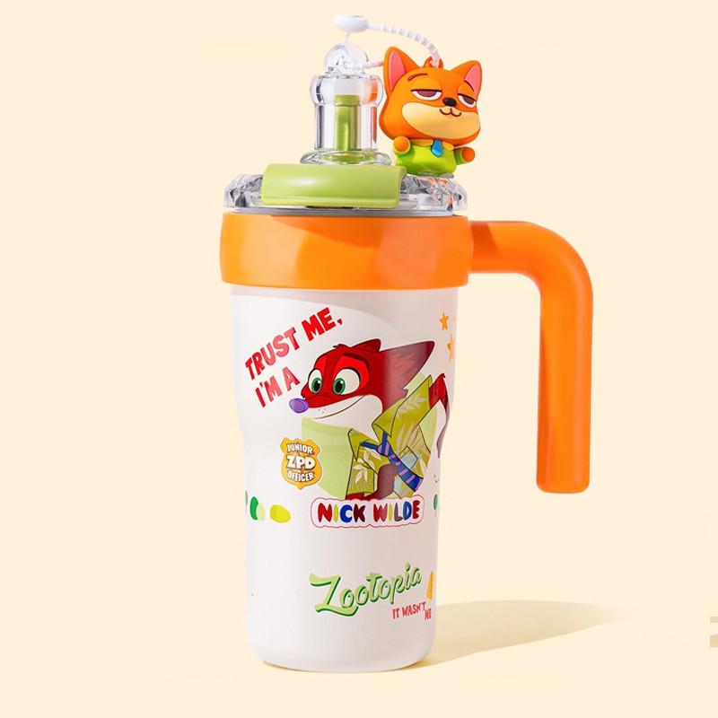 Zootopia Cartoon 800ml Thermos Tumbler with Handle and Straw Stainless ...
