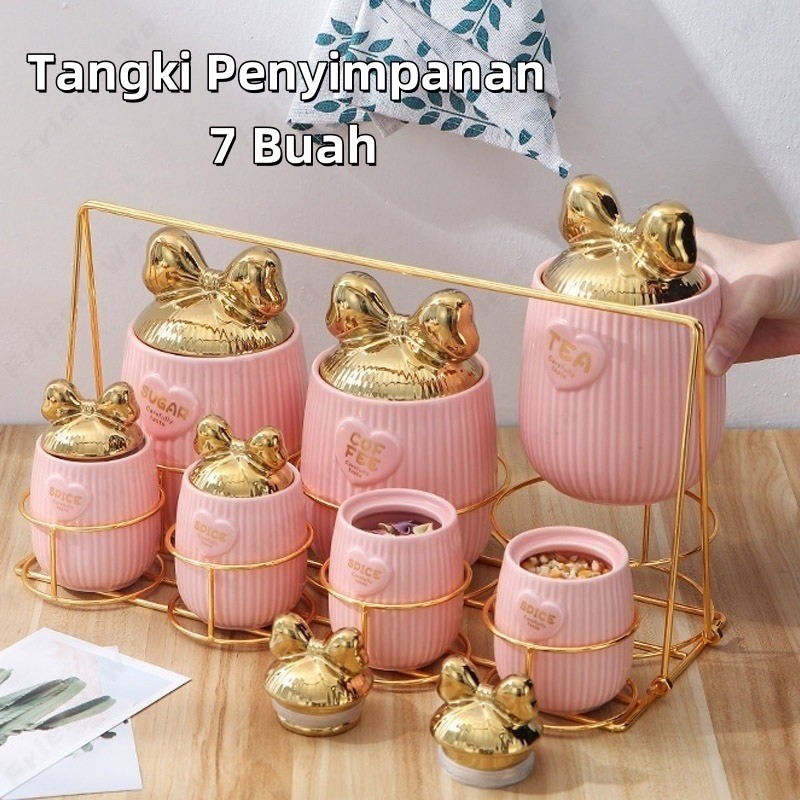 Set of 7 Kitchen Utensils Ceramic Storage Jars Food Storage Jars Dried ...