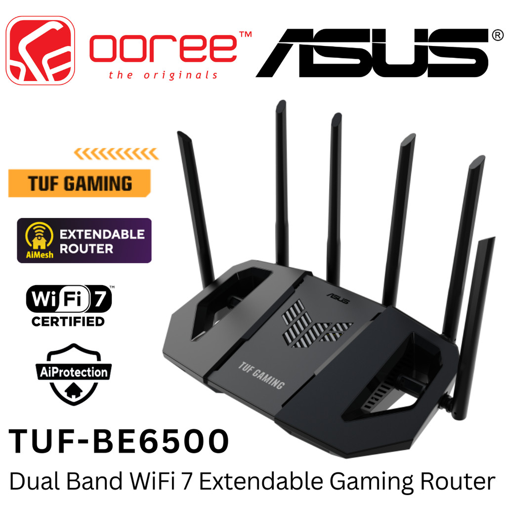 ASUS TUF-BE6500 TUF GAMING BE6500 DUAL BAND WIFI 7 EXTENDABLE GAMING ...