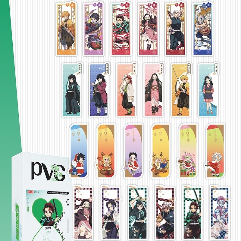 24Pcs/Box Anime Demon Slayer kimetsu no yaiba Figure Bookmarks Kawaii ...