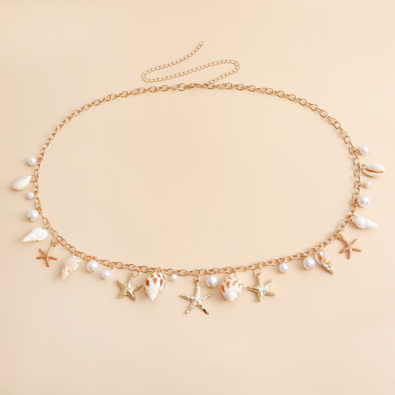 Female pearl starfish conch summer beach shell waist chain | Shopee ...