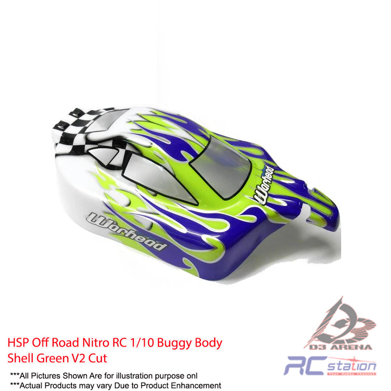 HSP Off Road Nitro RC 1/10 Buggy Body Shell Green V2 Cut | Shopee Malaysia