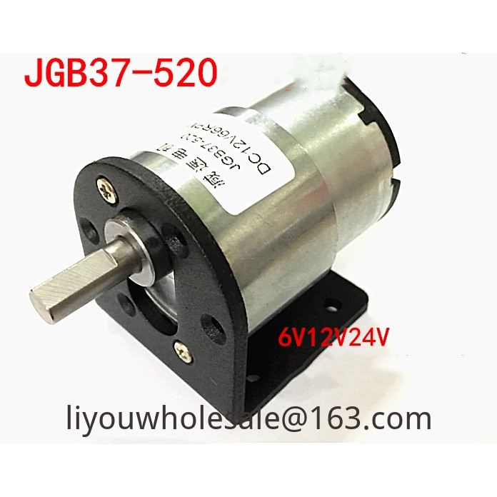 JGB37-520 Gear Motor Micro DC Gear Motor 6V 12V 24V Robot Motor+Bracket ...