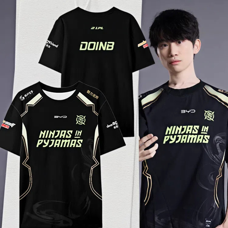 2025 New NIP Team Uniform Ninja Doinb Same Style S15 Quick Dry Short Sleeve T-shirt. LOL Team ...