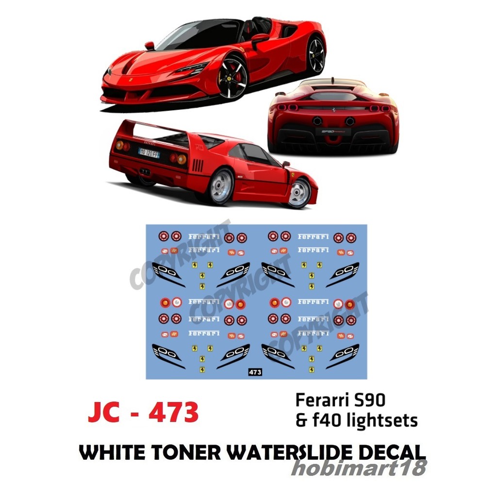 JC473 - FERRARI S90 & F40 LIGHT SET Hotwheels 1:64 diecast custom white ...