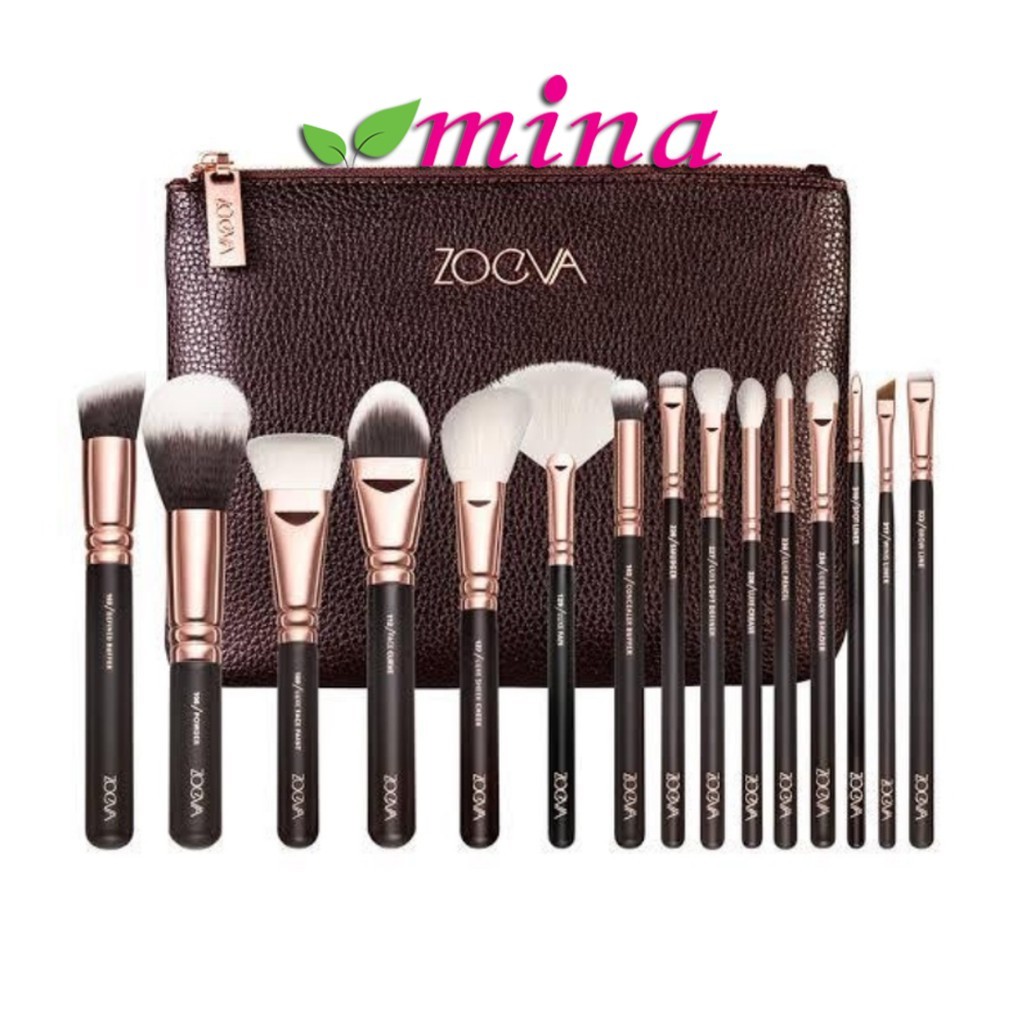 ZOEVA Makeup Brush Set 15s+Bag | Berus Beg Make Up Coklat Brown Rose ...