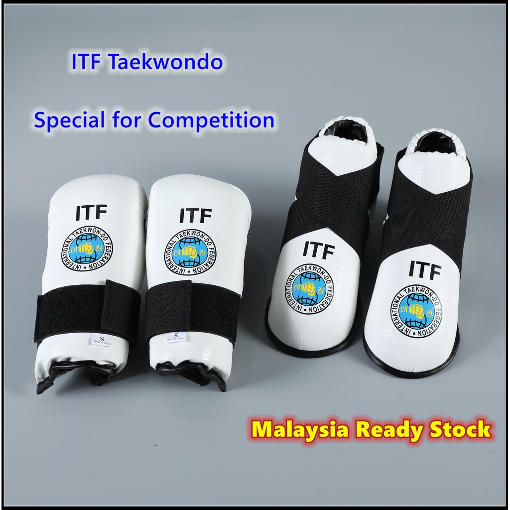 ITF Taekwondo Karate Sport Hand Glove Protection Foot Guard Red and ...