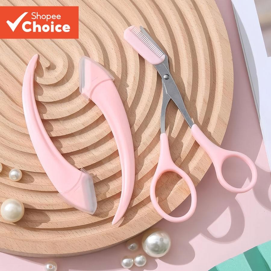 3Pcs Eyebrow Trimmer + Comb, Beauty Scissors, Eyebrow Scraper, Suitable ...