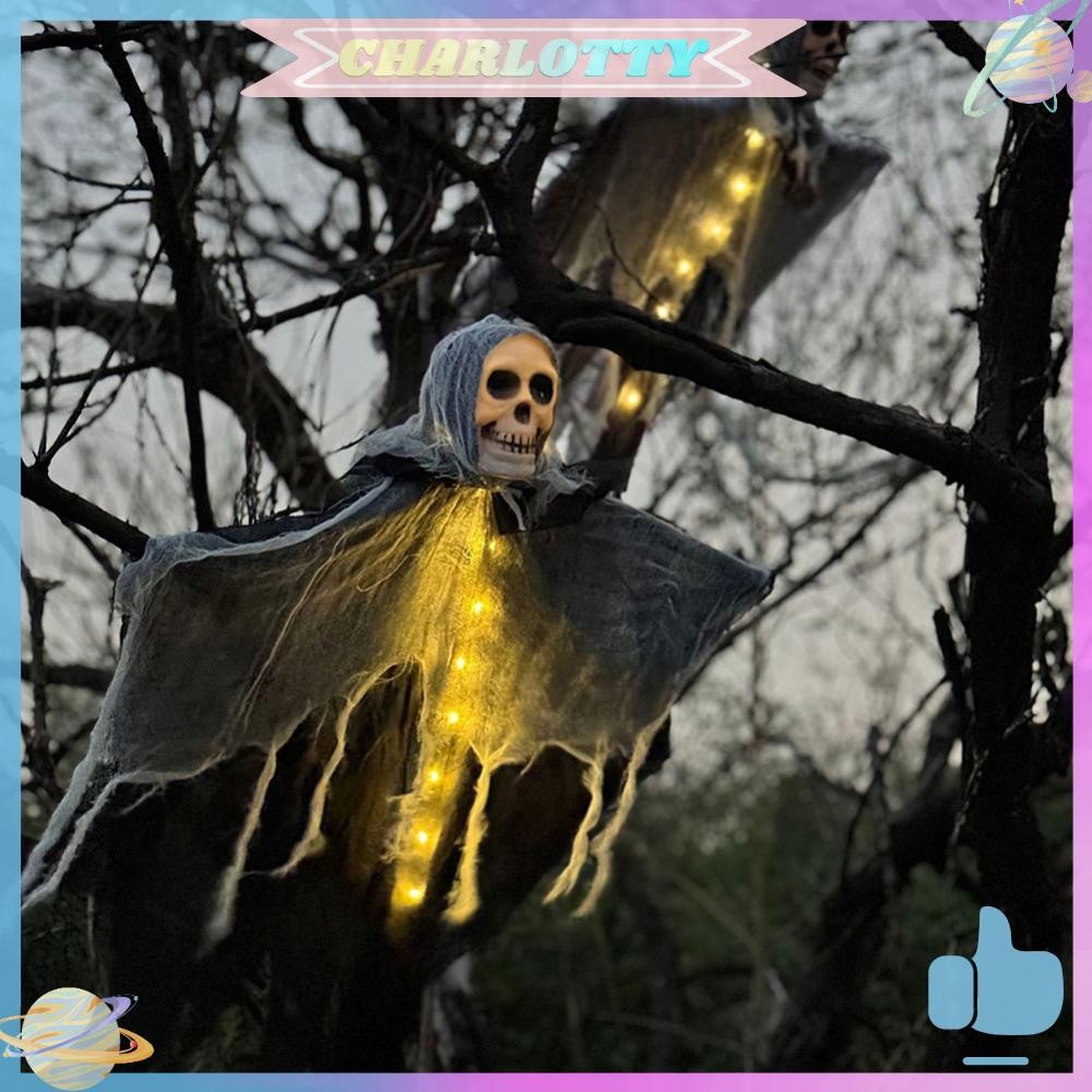 CHA Halloween Hanging Ghost with Lights Hanging Skeleton Ghost Grim ...