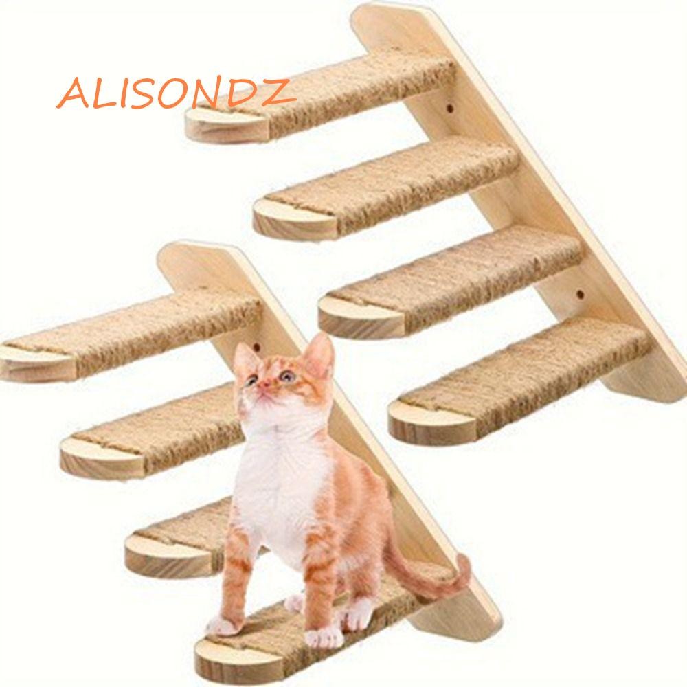 ALISONDZ Cat Steps Ladder, Space Saving Solid Wood Cat Climbing Shelf ...