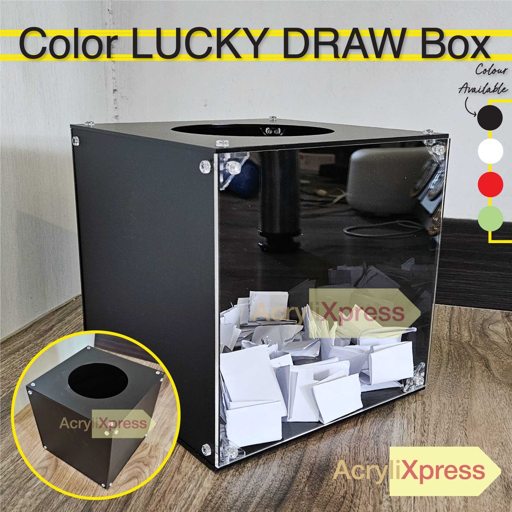 Clear / Covered Acrylic Lucky Draw Box 20/30cm Donation Box DIY Kotak ...