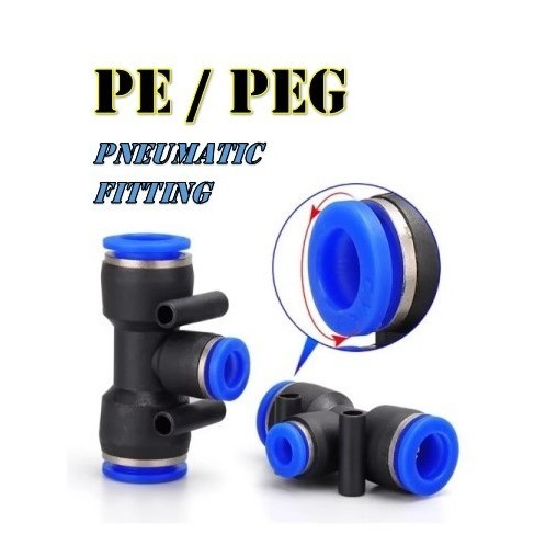 ALi PE PEG Pneumatic Fitting Tee Shaped 4mm 6mm 8mm 10mm 12mm 14mm 16mm ...