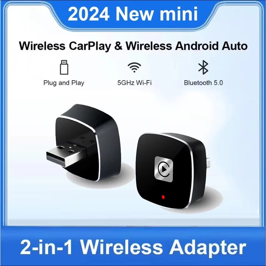 Wireless Carplay Android Auto Adapter 2 in 1 Mini Box Plug&Play CarPlay AI Box BT WiFi for Wired ...