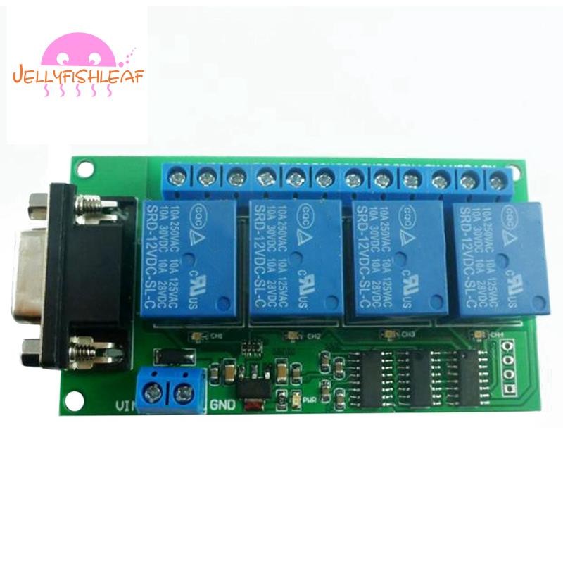 DC 12V 4 Channel RS232 Relay Board PC USB DB9 Interface Relay Module Serial Port Remote Control ...