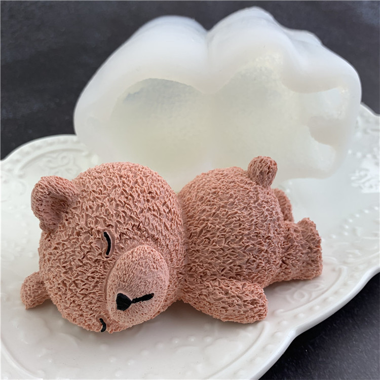 Cute 3D Sleeping Bear Mousse Cake Molds Ice Cream Silicone Mold Cupcake ...