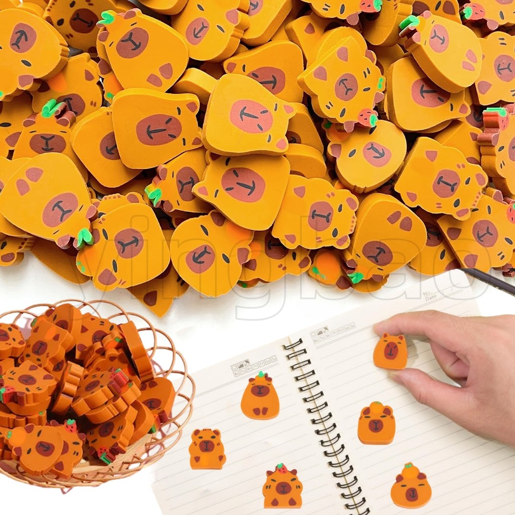 50 PCS Fun Cute Capybara Eraser Stationery, Treasure Box Prizes,Party ...