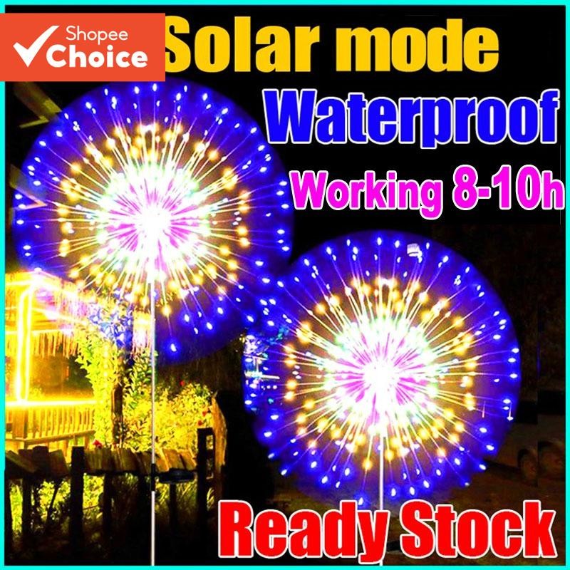 Fireworks Lights Waterproof Outdoor Solar Copper Wires String Starburst ...