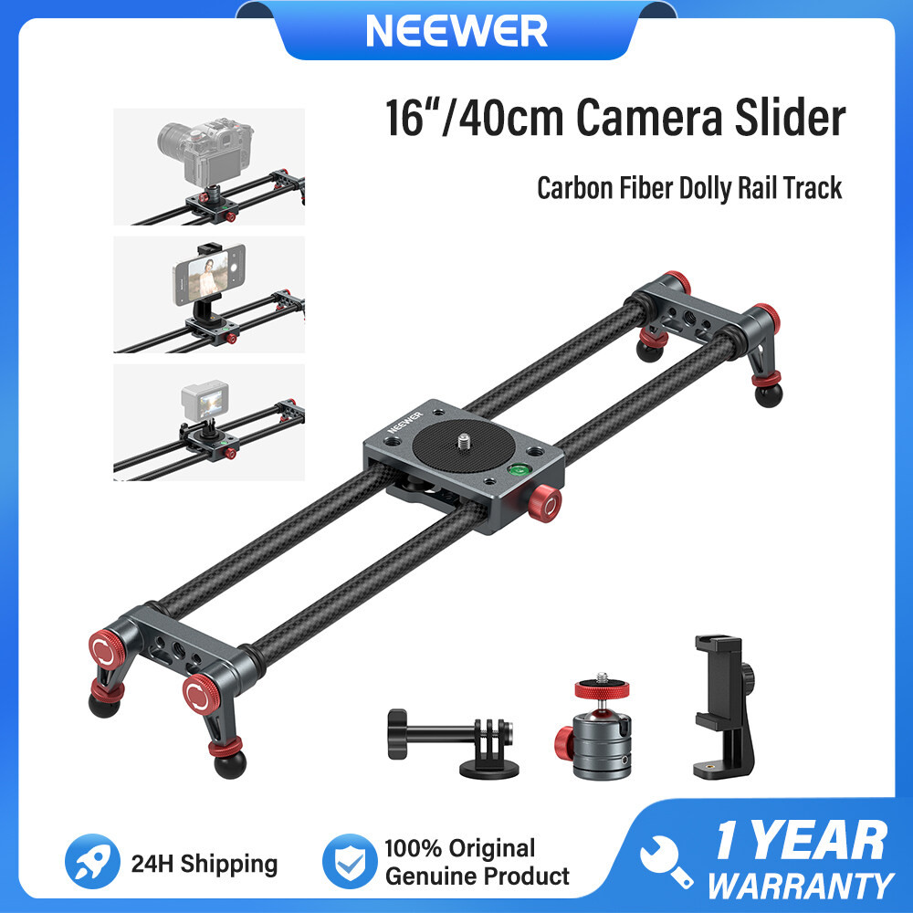 NEEWER 16"/40cm Carbon Fiber Camera Slider, Action Camera Mount with ...