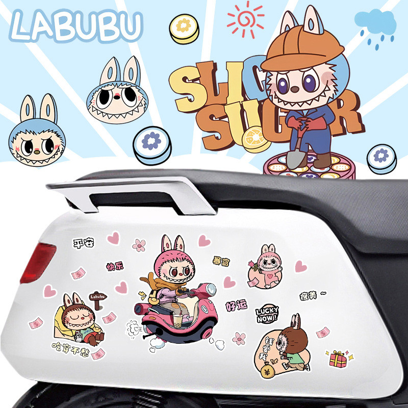 Labubu Motorcycle Creative Stickers Car Waterproof Decorative Stickers ...