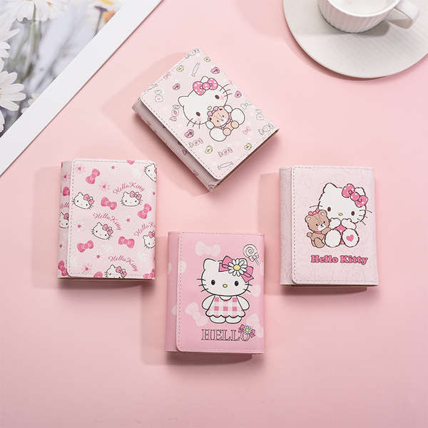 dompet perempuan wallet woman small cute Cartoon Cute KT Cat Foldable ...