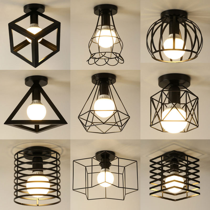 Black Geometric Pendant Lighting, Geometric Shaped Modern Hanging Light ...