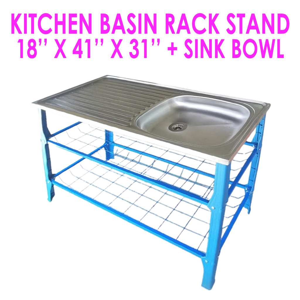 18" x 41" x 31" KITCHEN BASIN RACK STAND WITH SINK Rak Sinki Singki PVC ...