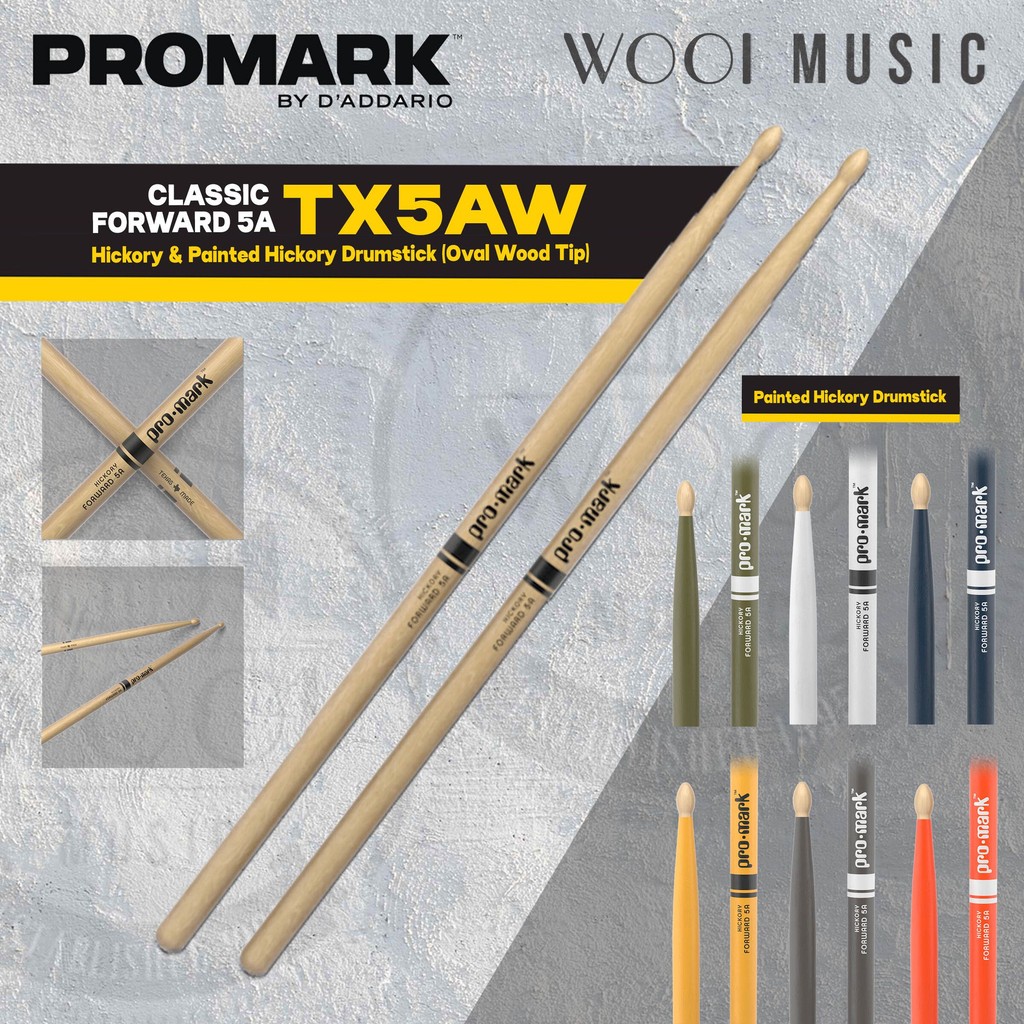 ProMark TX5AW Classic Forward 5A Hickory & Painted Hickory Drumstick ...