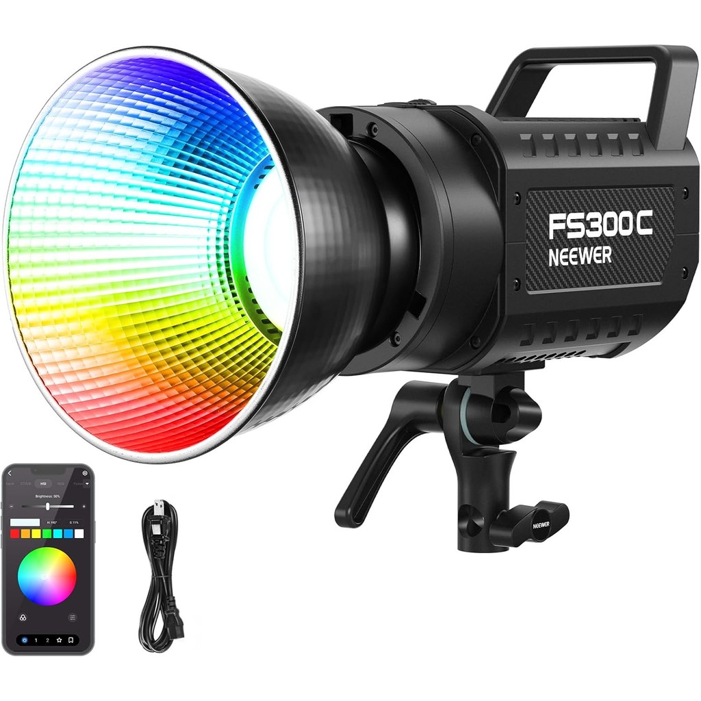 NEEWER FS300C 300W RGB COB LED Video Light with 36000lux/1m, APP/2.4G ...