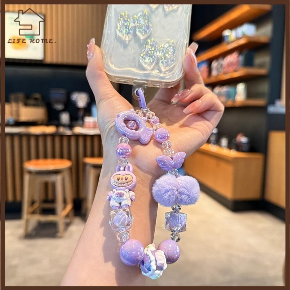 YELGIRL Labubu Beaded Key Chain, Cartoon Keychain Cartoon Hand-drawn ...