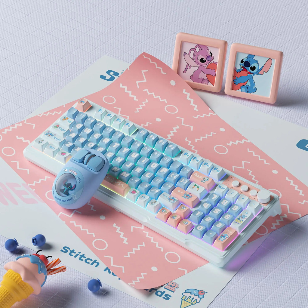 New Stitch Dual-mode Bluetooth Wireless Keyboard cute Anime Kawaii ...